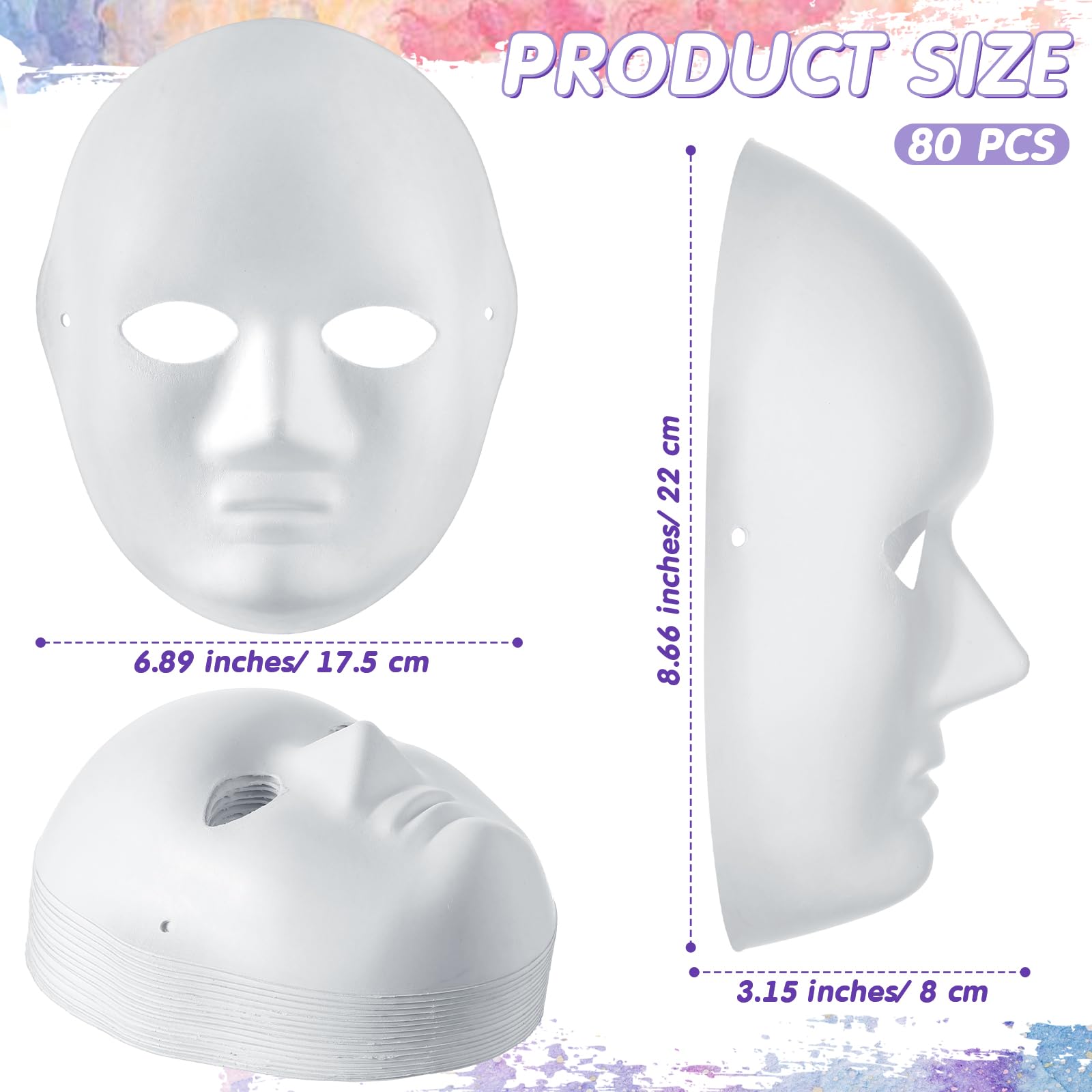 Snapklik.com : Hiboom 80 Pcs DIY Full Face Paper Mache Masks Paintable ...