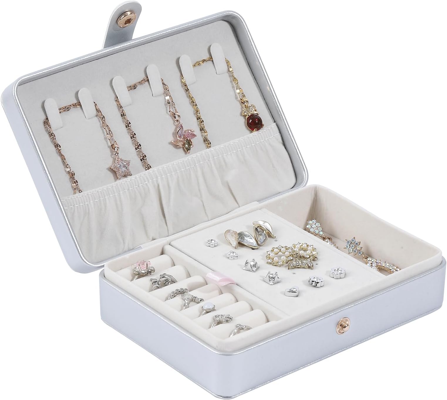 Amazon.com: Travel Jewelry Box,PU Leather Small Jewelry Travel Case for ...