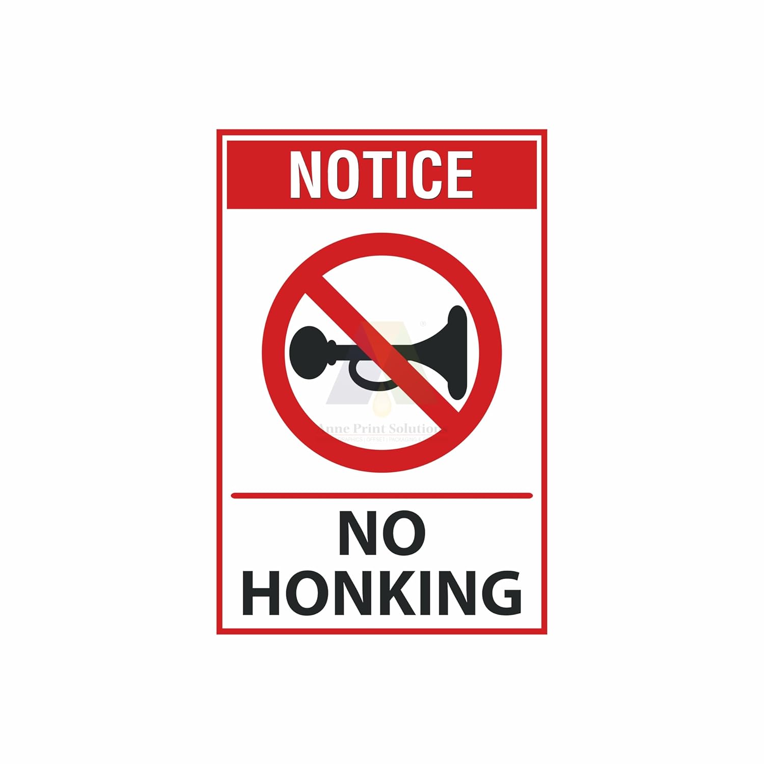 Anne Print Solutions® Notice No Honking Signage Stickers Labels Safety ...
