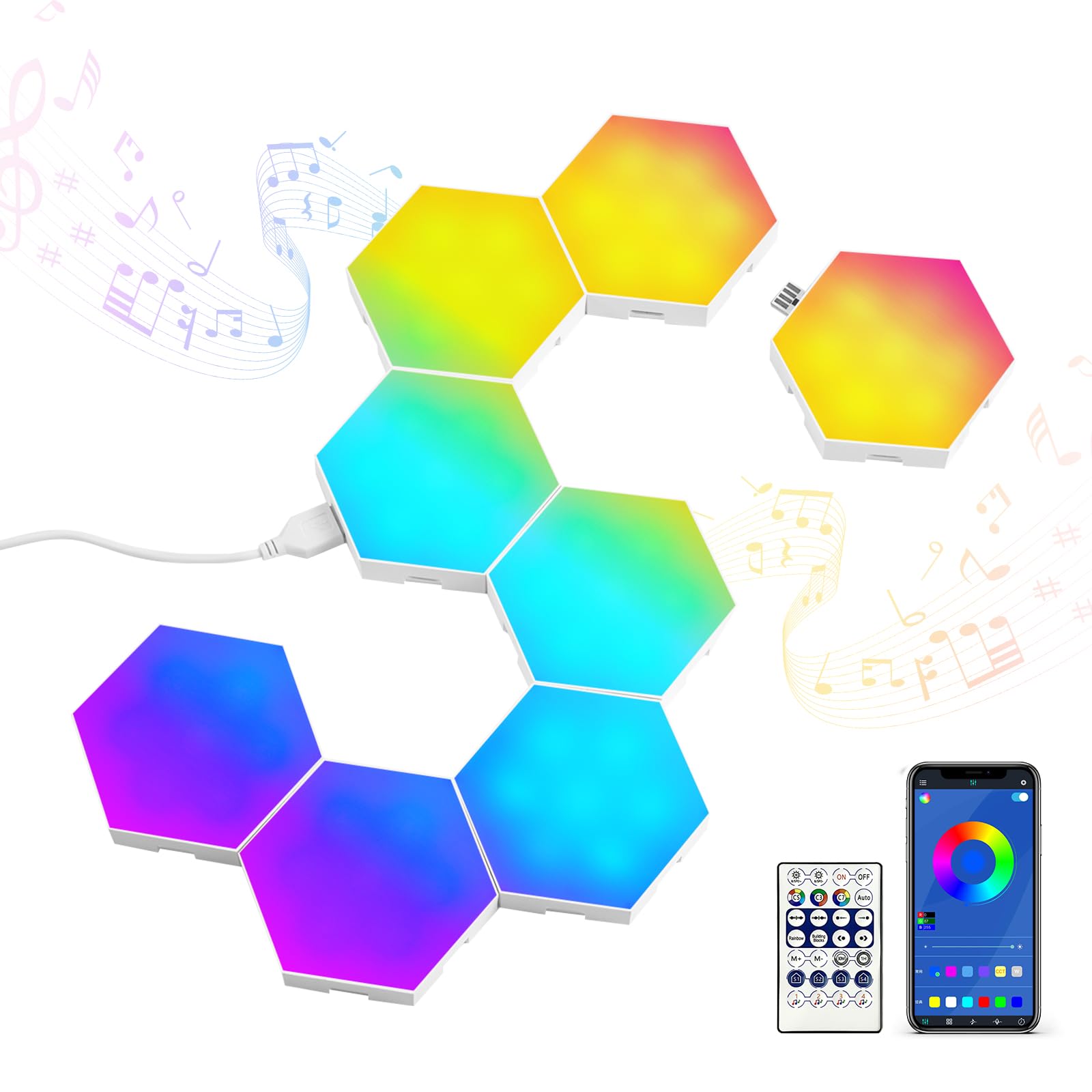 8 Pack Rgb Hexagon Lights Works With Decor Creative Wall | Desertcart ...