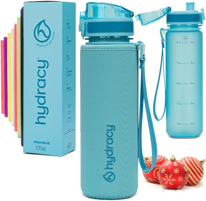 Hydracy Water Bottle with Time Marker - 500 ml 17 Oz BPA Free Water ...