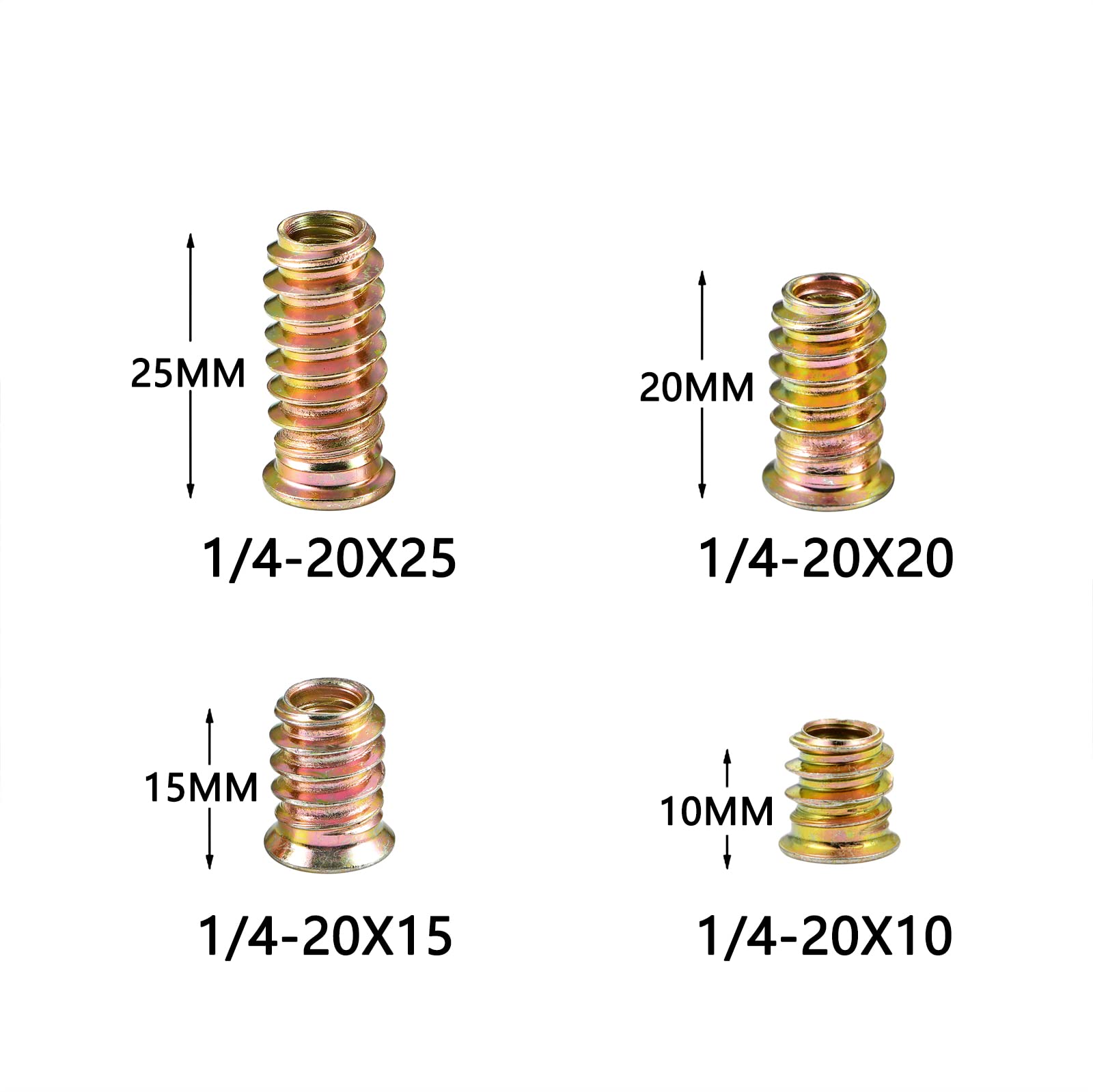 Snapklik.com : PGMJ 160 Pcs 1/4 "- 20 Thread Inserts For Metal Screws ...