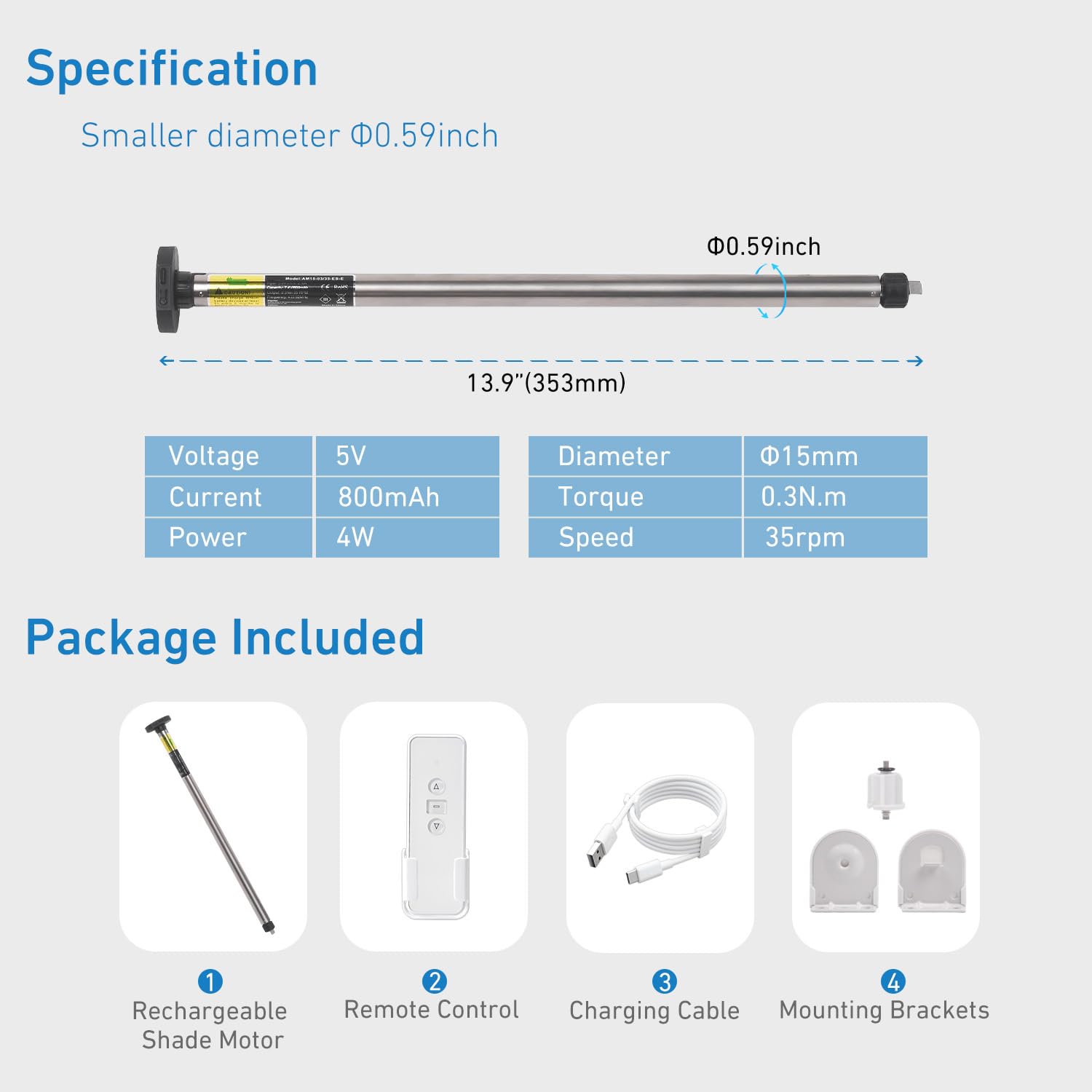 Snapklik.com : AM15 Rechargeable Roller Shade Motor For 17/25/28mm Tube ...