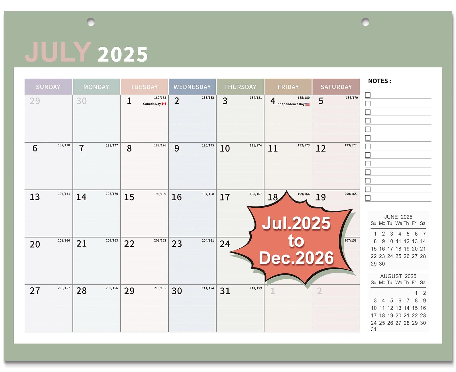 Snapklik.com : Desk Calendar 2025-2026,18 Months (July 2025 To December ...