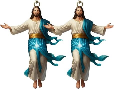 Amazon.com: 2D Retro Jesus Car Hanging Decor, Christian Rearview Mirror ...