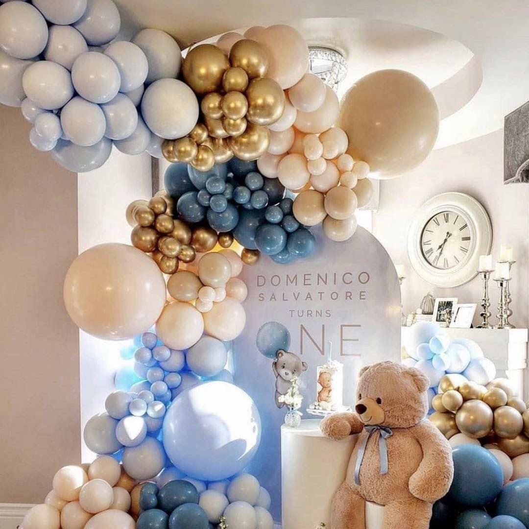 Blue Brown Balloons Set, 60 PCS Slate Blue Macaron Blue Cream Beige ...