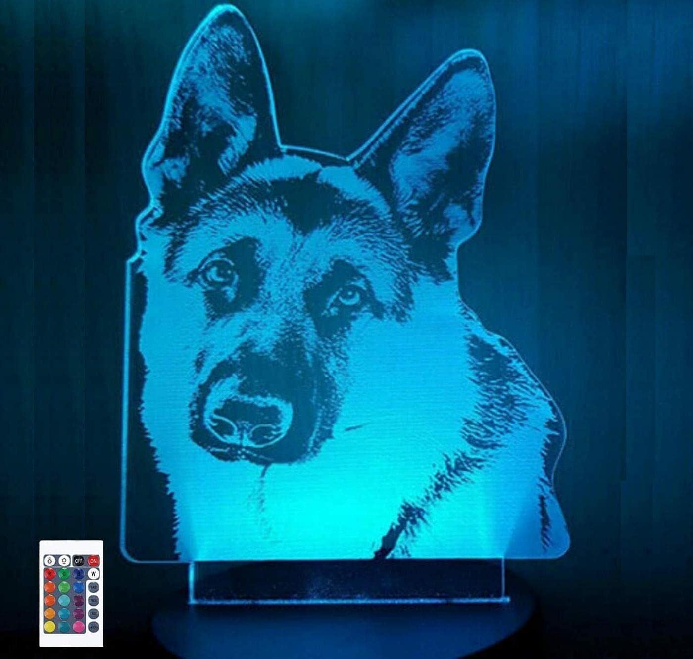 SUPERIORVZND 3D German Shepherd Dog Wolf Night Light Remote Control ...