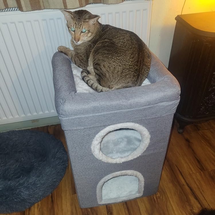 Hibtn Cat House,Cat Cave For Indoor Cats,Three Layer Condo With ...