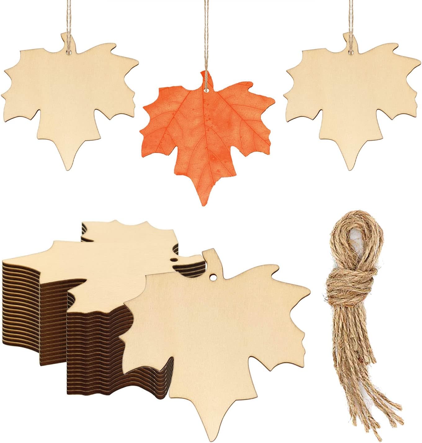 Amazon.com: 30pcs Unfinished Maple Leaf Wood DIY Crafts Cutouts Wooden ...