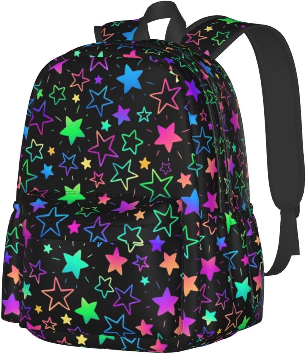 Amazon.com: KiuLoam 17 Inch Backpack Bright Neon Stars Laptop Backpack ...