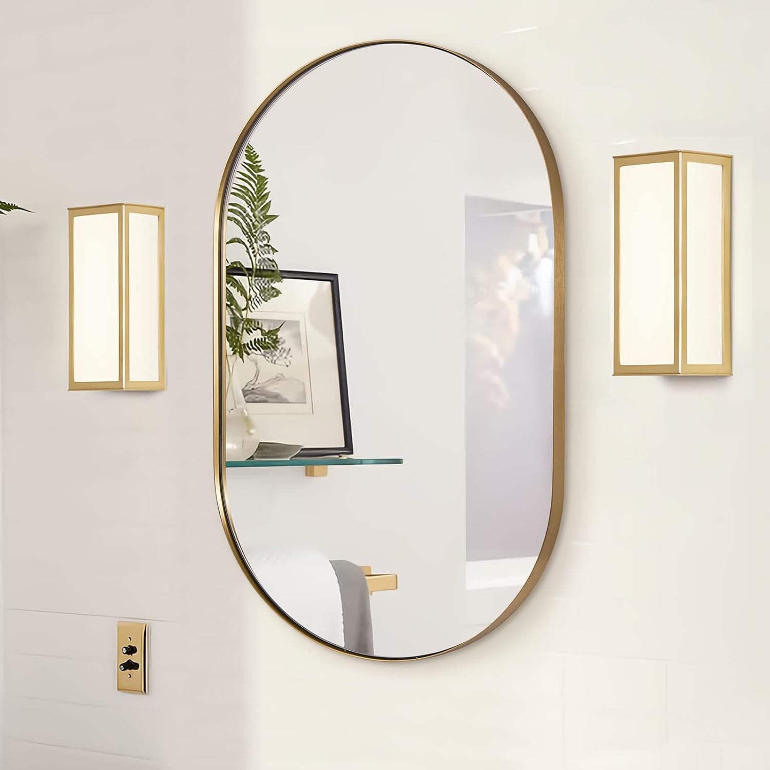 Amazon.com: ANDY STAR Gold Oval Mirror, Brass Mirror for Wall, Oval ...
