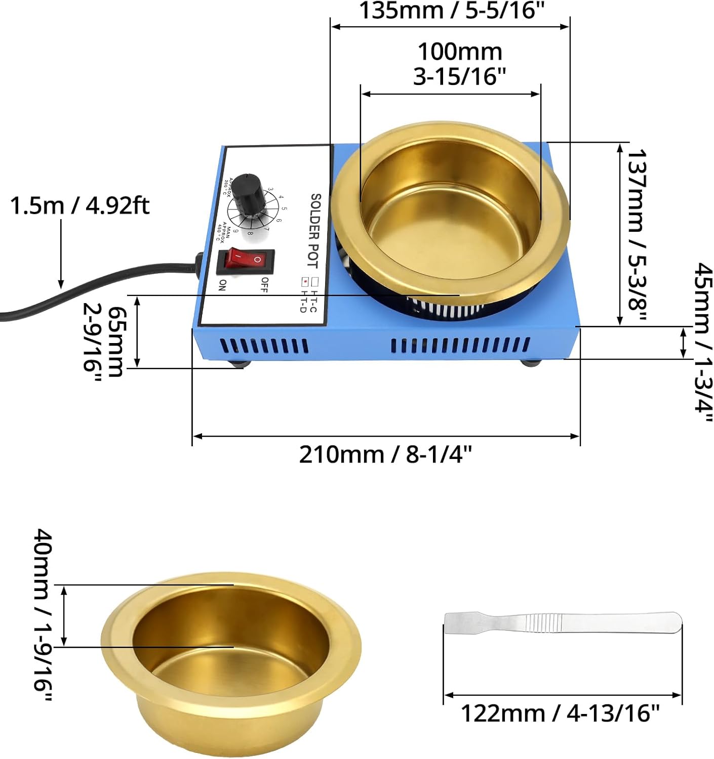 QWORK Solder Pot, 300W 110V, 100mm Soldering Bath Chile | Ubuy