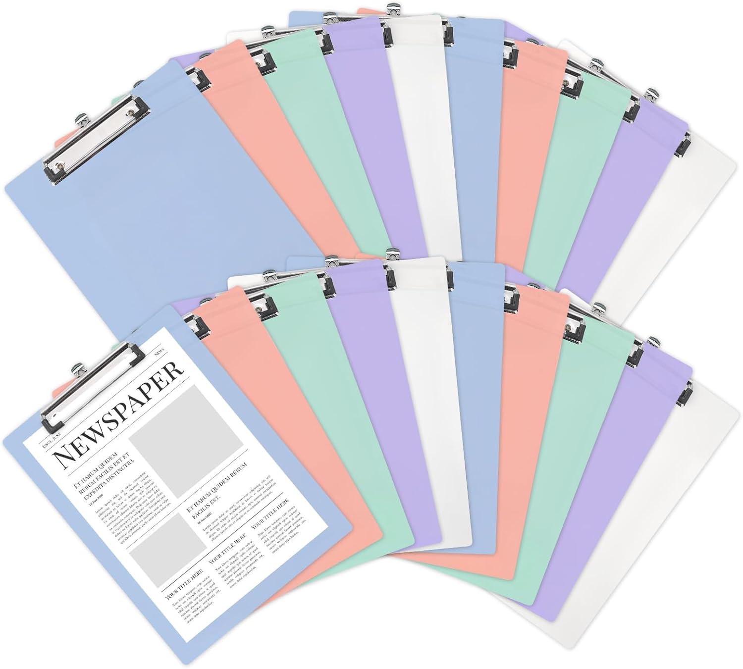 Amazon.com: 20 Pcs Colored clipboards Bulk 5 Assorted Colors 12.2 x 8.7 ...