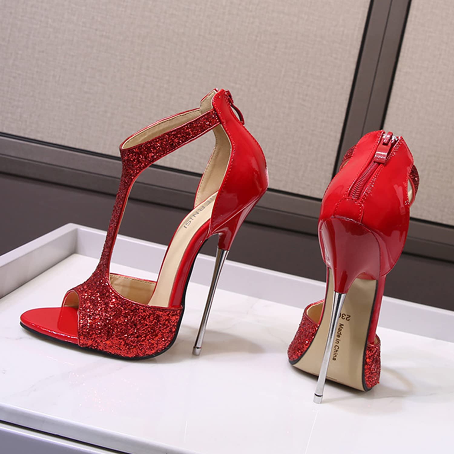 Rote High Heels Mit Fesselriemchen High Heels Wojas 9361 55 Rot