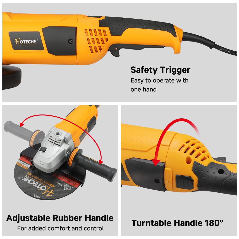 Snapklik.com : Hoteche 9-Inch Angle Grinder 3.3-HP Heavy-Duty Electric ...