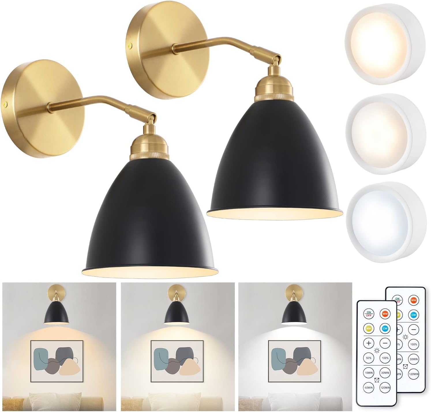 Zlierop Battery Operated Wall Lights, Wireless Battery Operated Wall ...