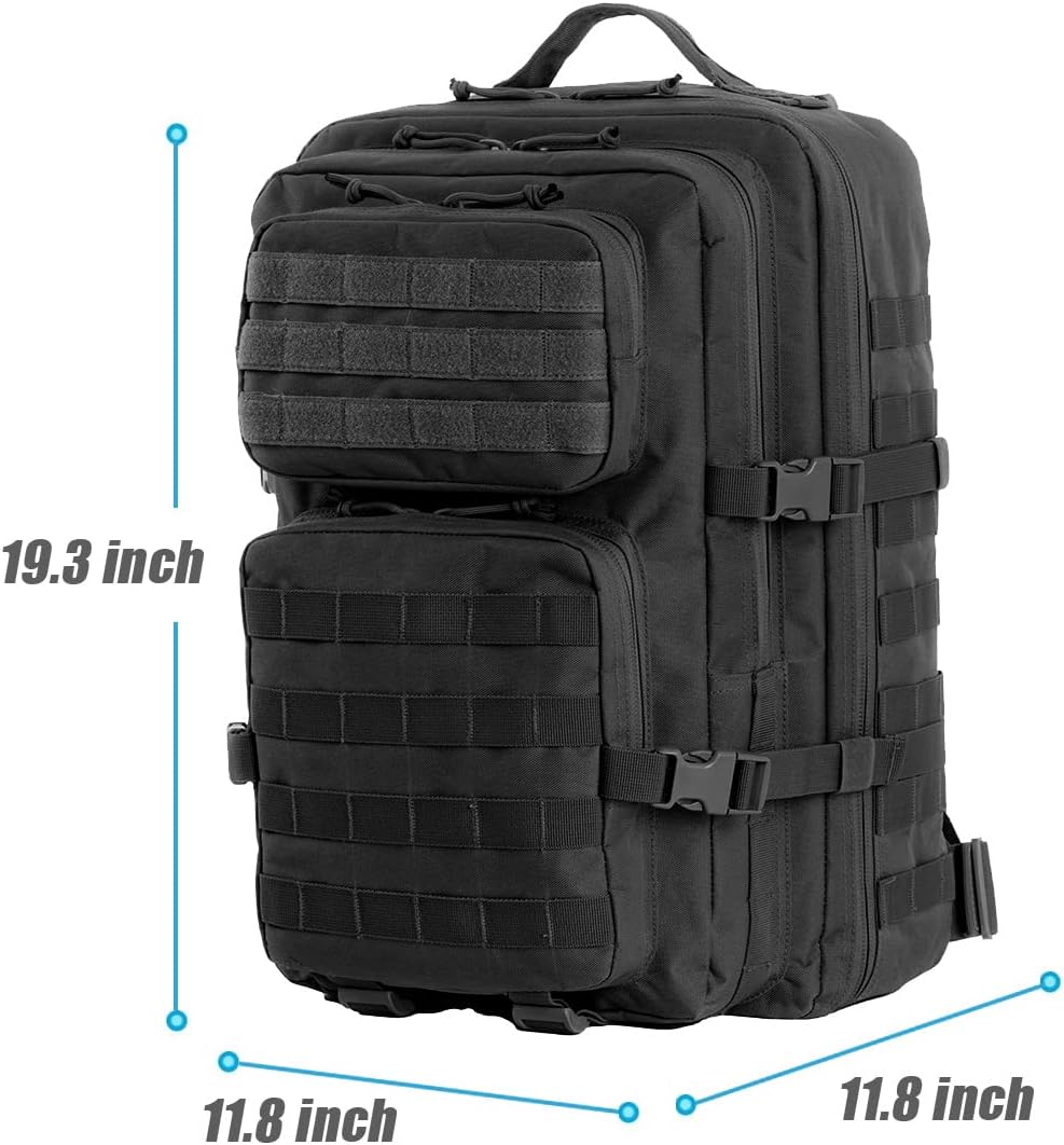 ANJINU Black Tactical Backpack, Military Backpack, Molle Backpack, 42L ...