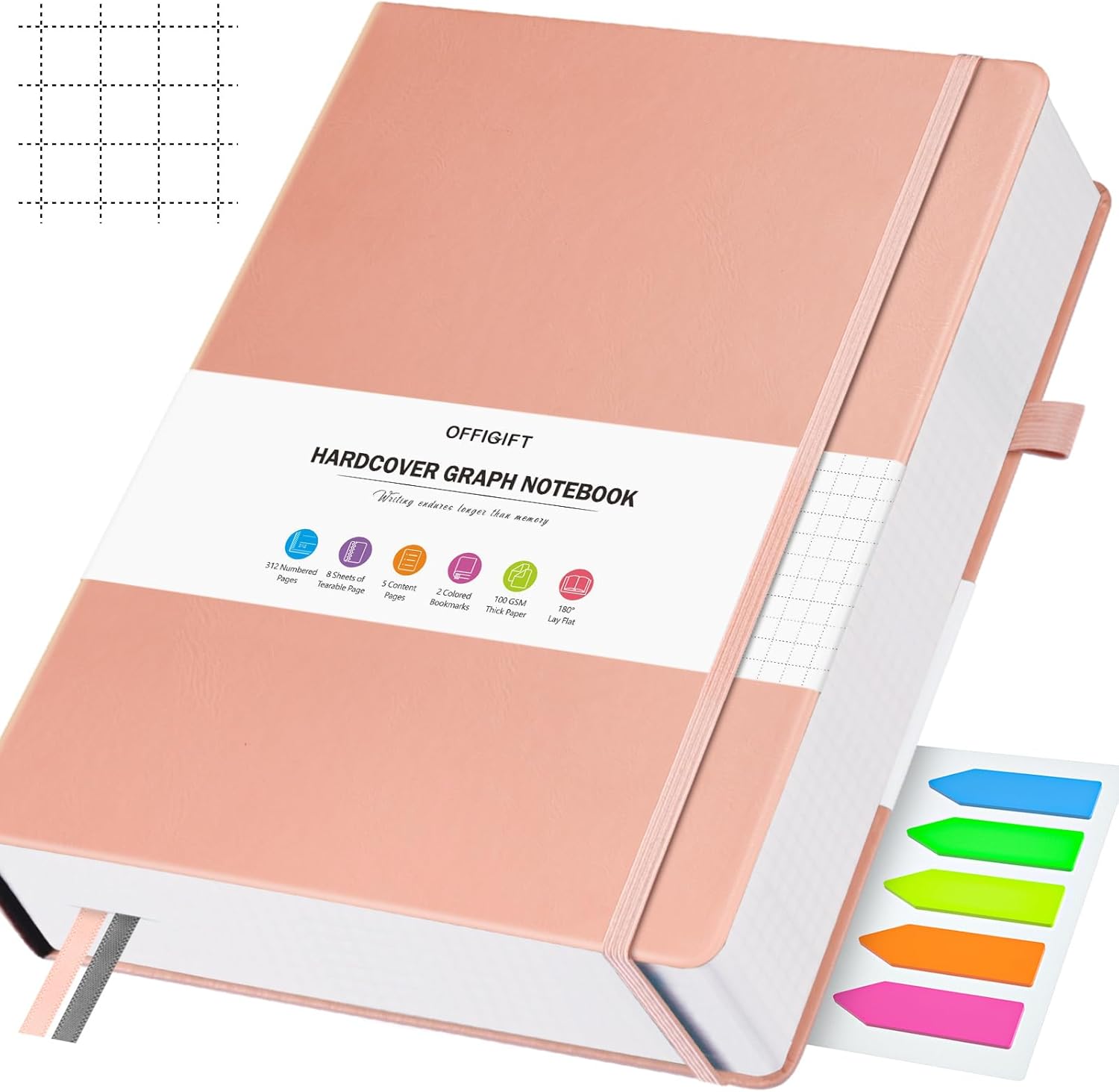 Amazon.com : OFFIGIFT Graph Paper Notebook, 312 Numbered Pages B5 ...