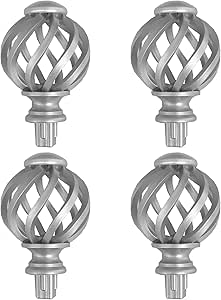 4Pcs Curtain Rod Finials for,Drapery Rod Finials of Spiral Cage Shape ...