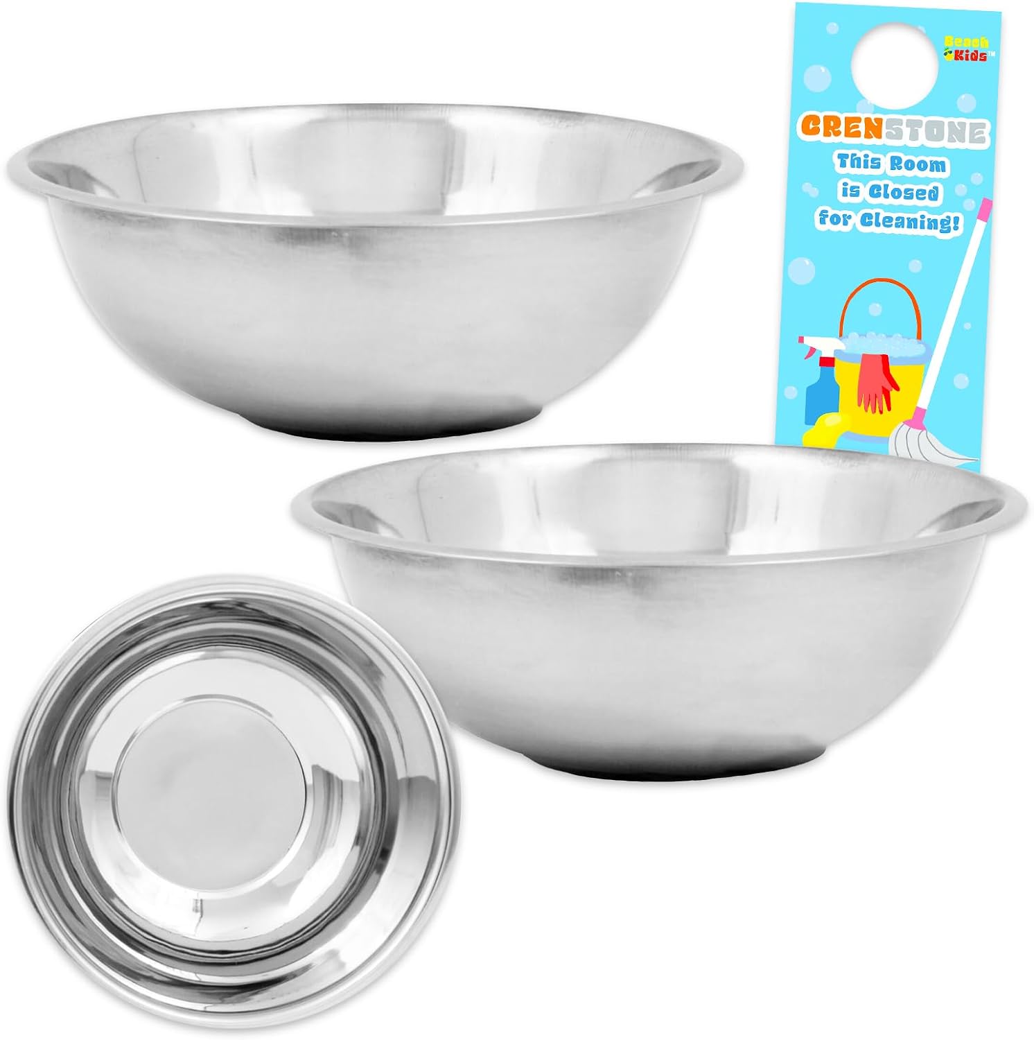 Amazon.com: 2 Pack Stainless Steel Mixing Bowls - Professional Metal ...