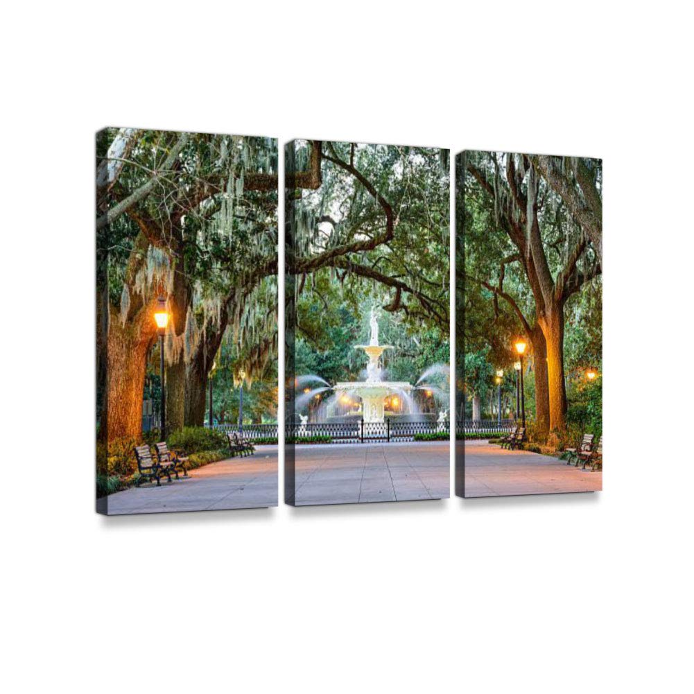 Amazon.com: Forsyth Park in Savannah, Georgia Print On Canvas Wall ...