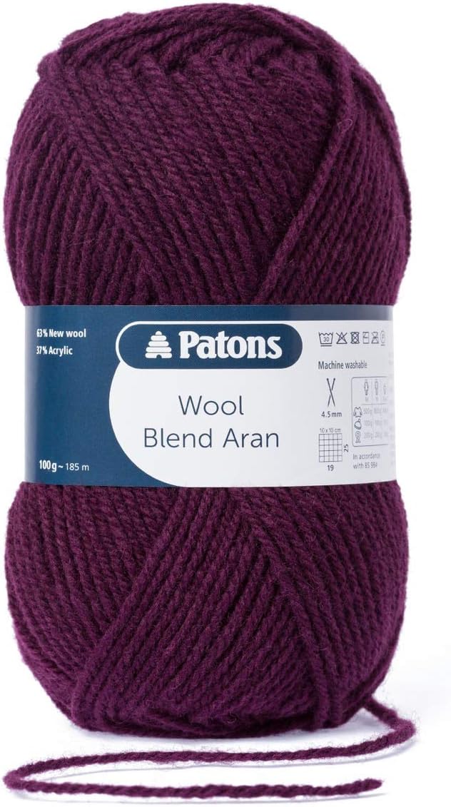 Patons Wool Blend Aran/Knitting Wool 100g Balls Machine Washable Yarn ...