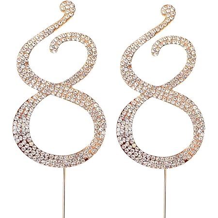 Amazon.com: MAGJUCHE Gold 88" Crystal Cake Topper, Number 88 ...