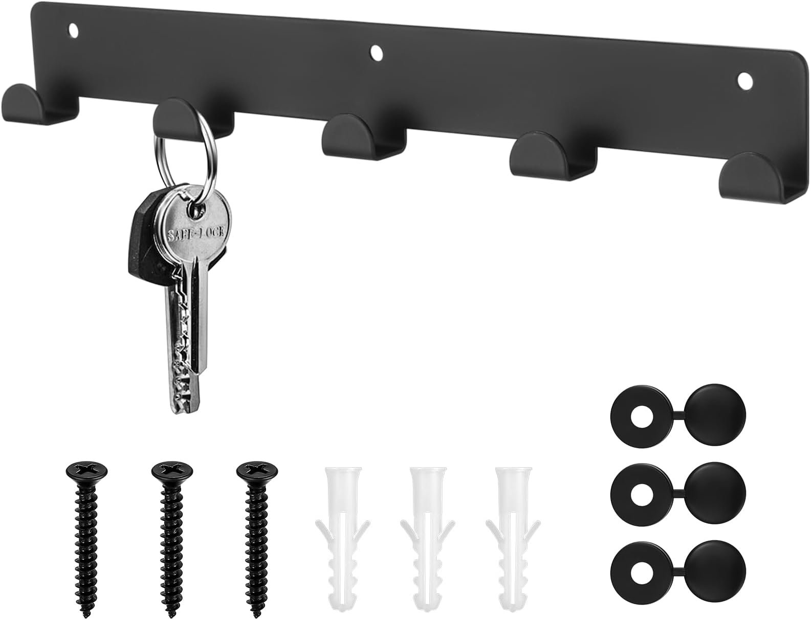 Key Holder for Wall, Key Hooks Wall Mounted, Key Racks for Wall, Black ...