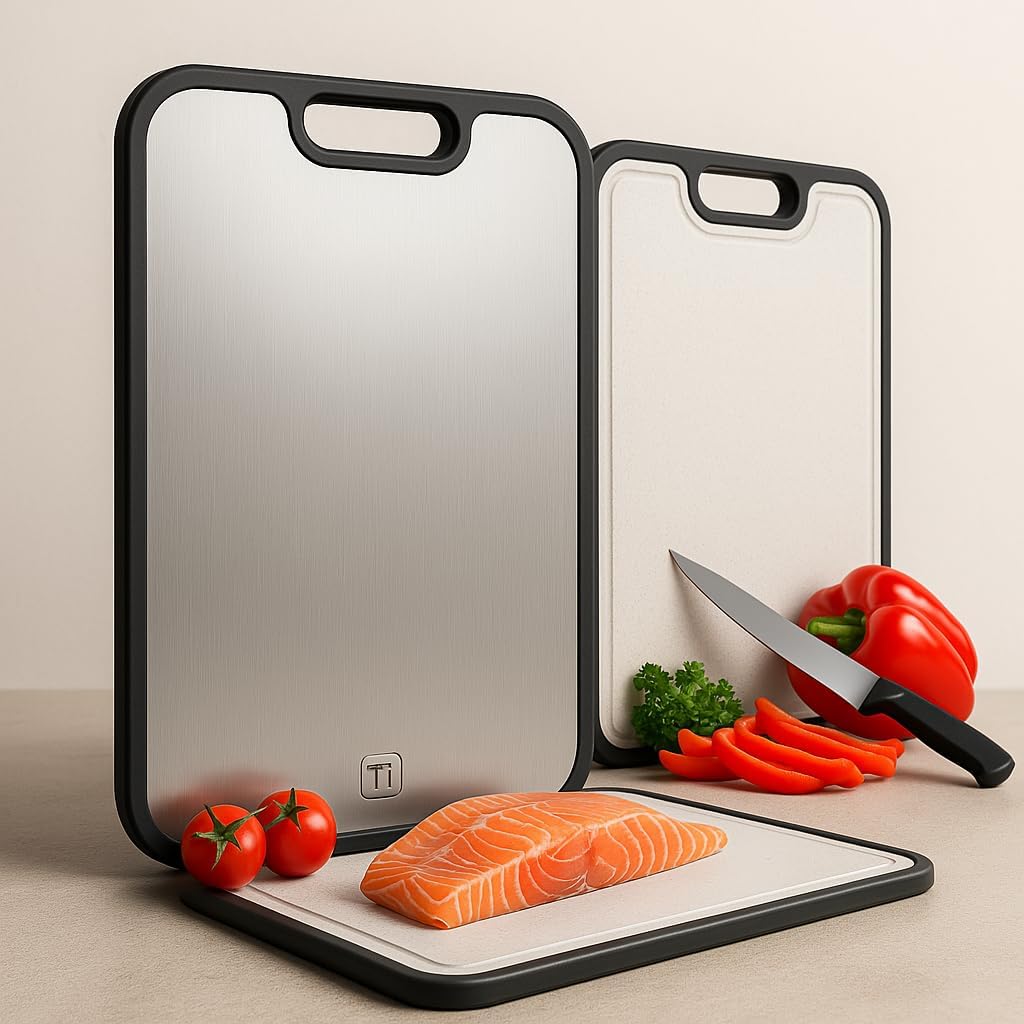 Amazon.com: Titanium Cutting Board – 100% Pure Titanium & Wheat Straw ...