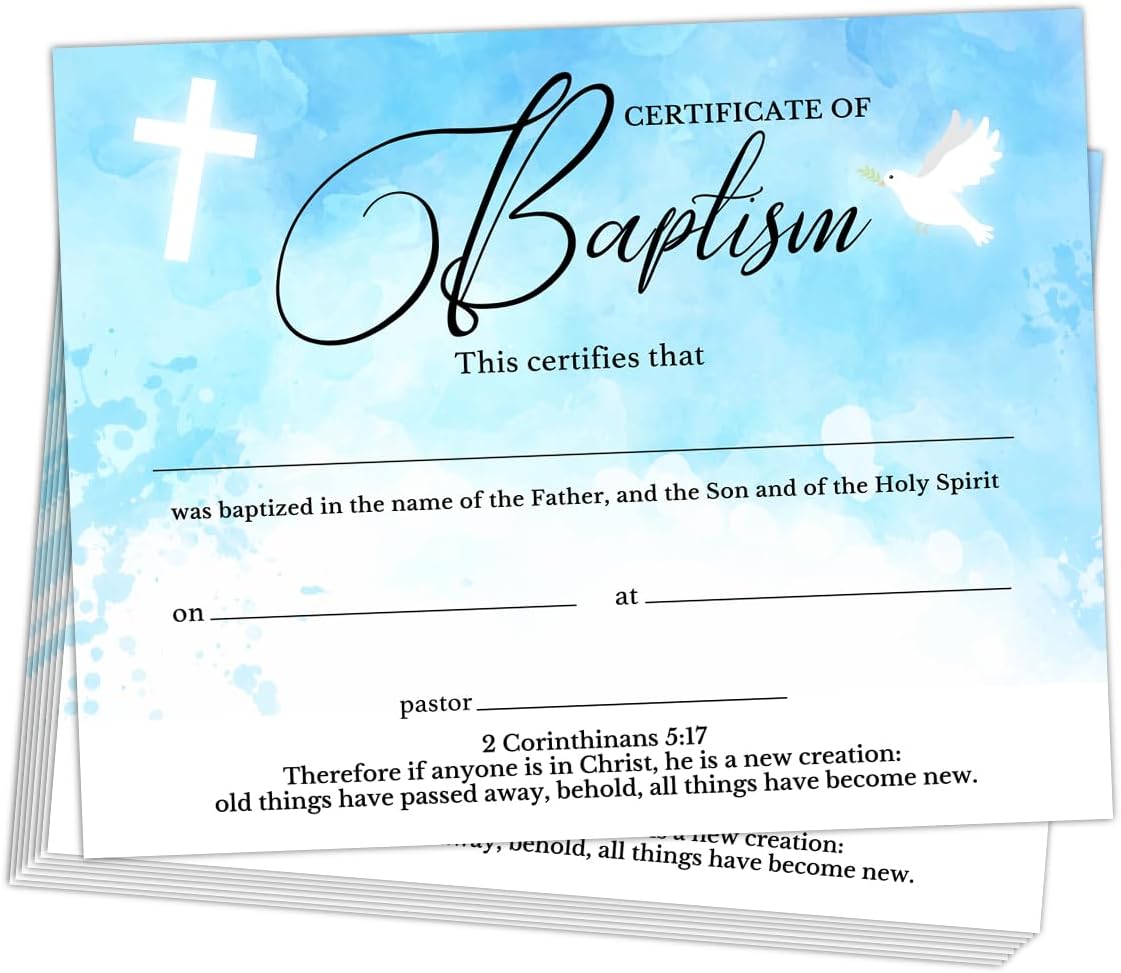 25 PCS Baptism Certificates for Church, Dedication Certificate Paper ...