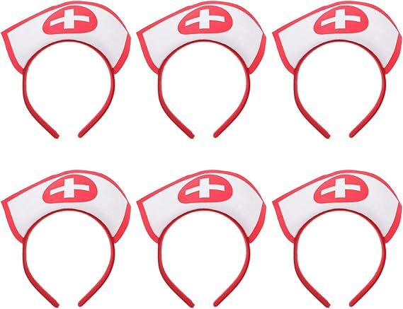 Amazon.com: Beaupretty 6 Pieces Nurse Hat Headband with Red Cross ...