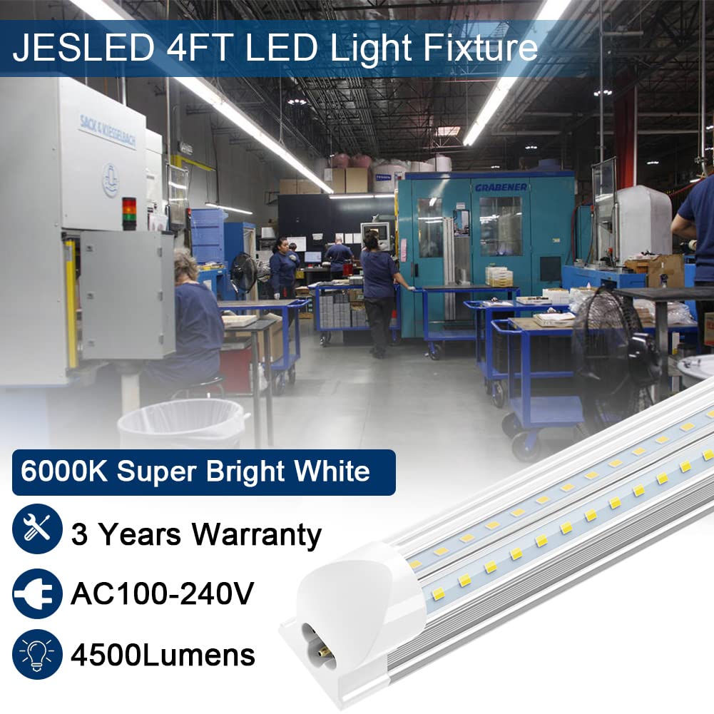 4FT LED Shop Light, JESLED 4 Foot 36W LED Light Fixture, High Output ...