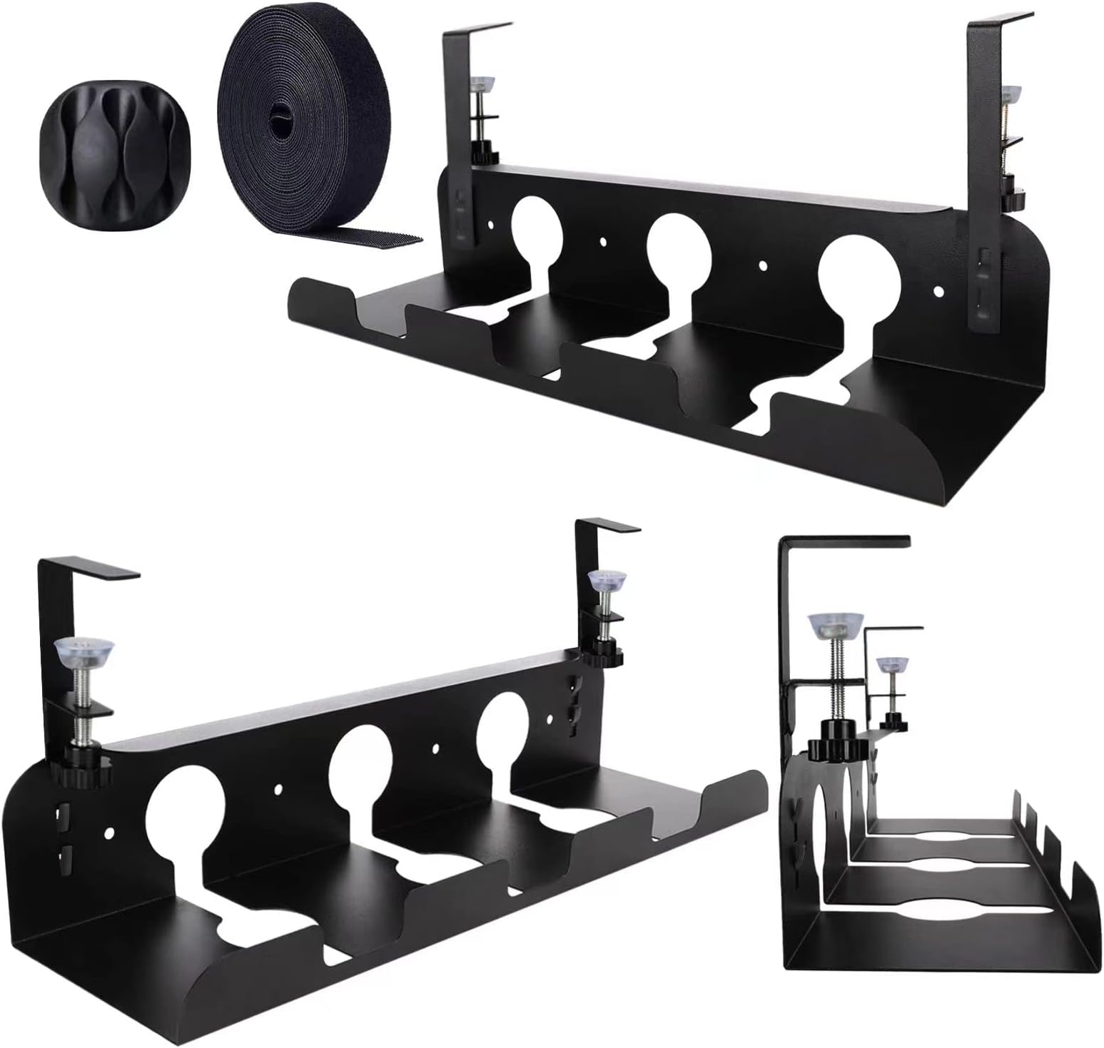 Amazon.com: Under Desk Cable Management Tray,2 Pack Steel No Drill ...