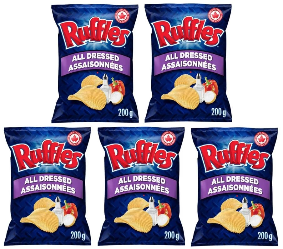 Amazon.com: Snowbird Sweets Over 2lbs of Ruffles All Dressed Chips (5ct ...