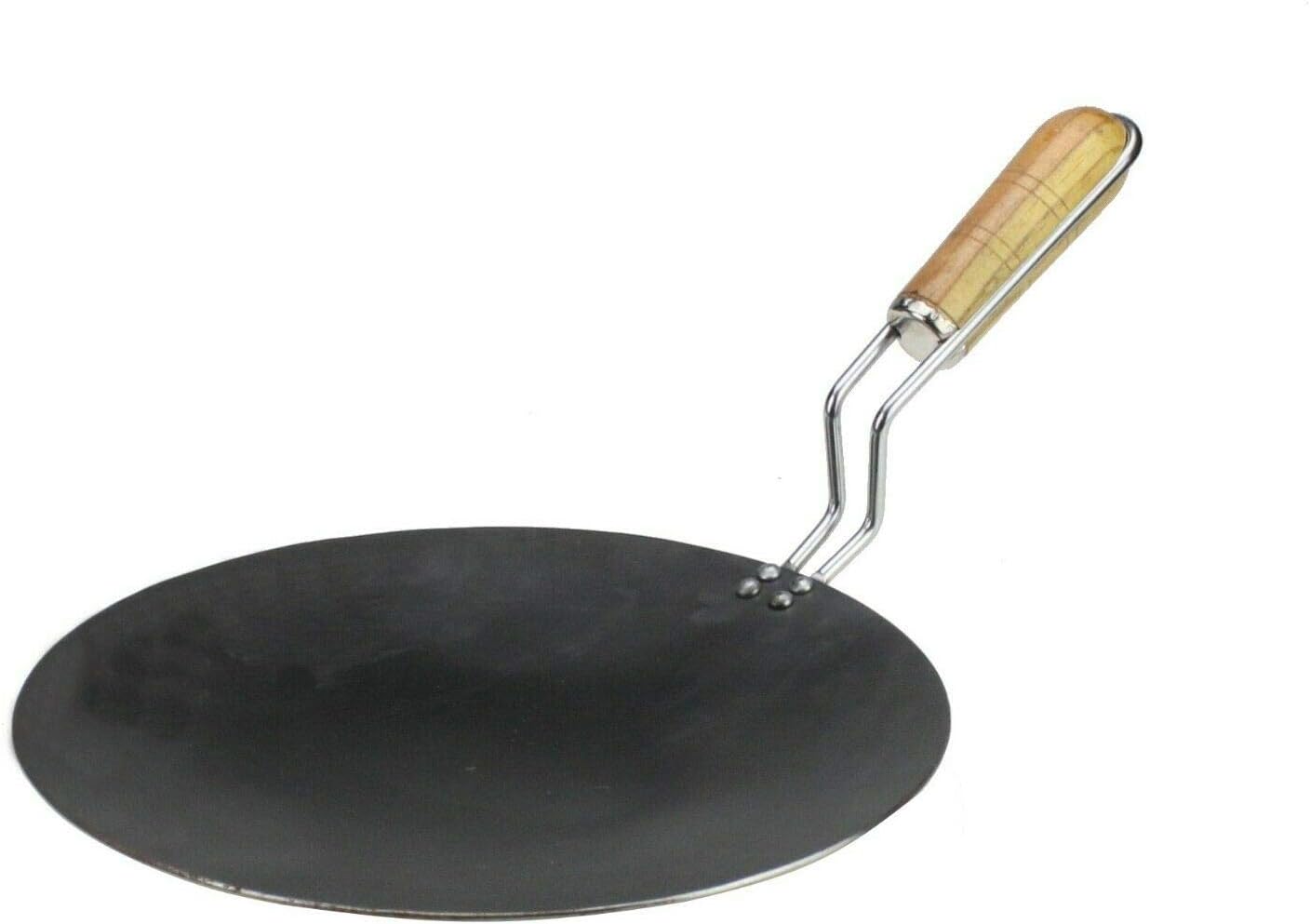 India Bazaar CONCAVE MS Black Iron TAWA Wire Handle/PAN 11inches ...