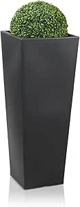 DECORAS Pflanzkübel CONO Plaza 100 aus Kunststoff – Anthrazit Matt – Höhe 100 cm - Unten 28x28 ...