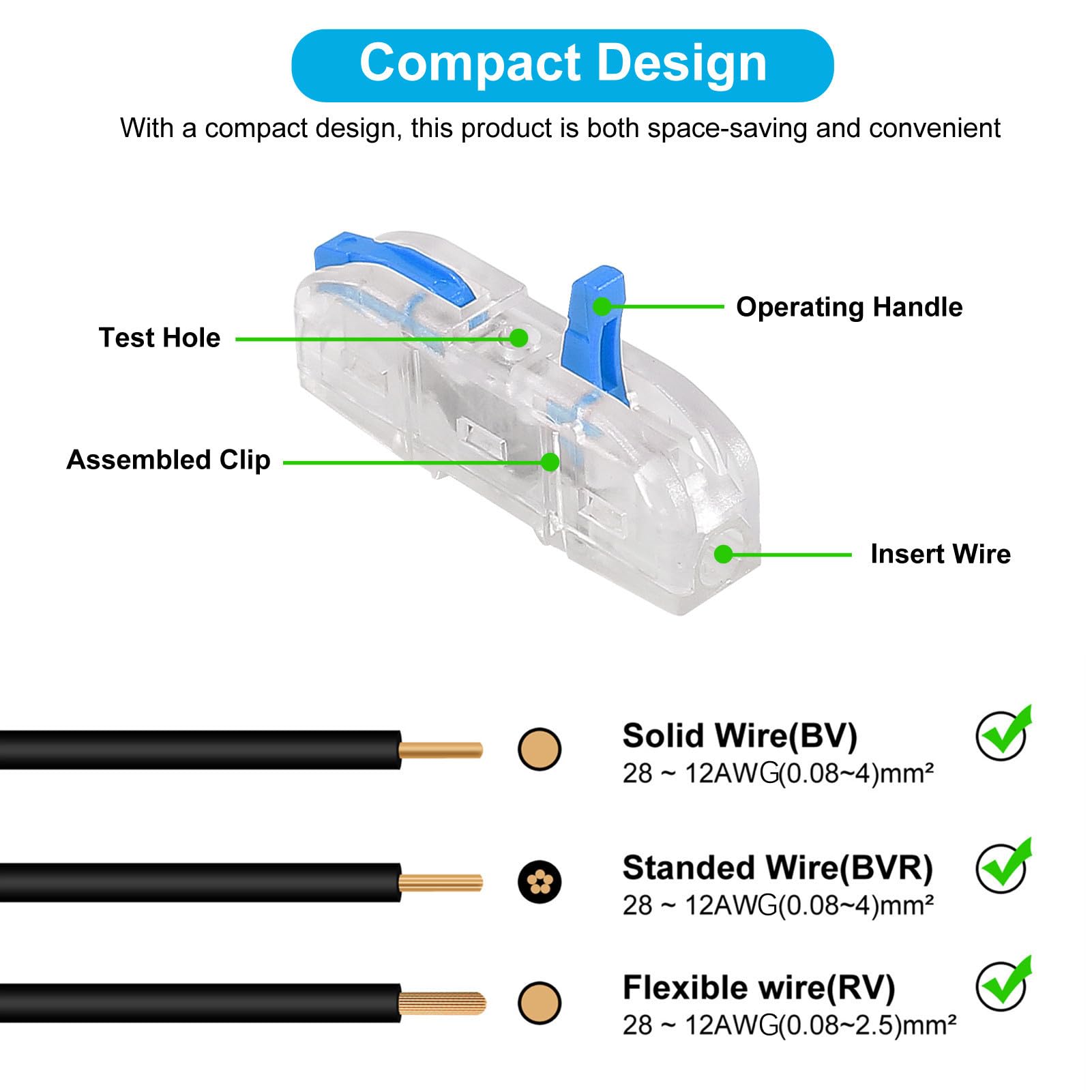 Snapklik.com : 20pcs Lever Nuts Wire Connectors, Electric Wire Splice Connectors For Solid And ...