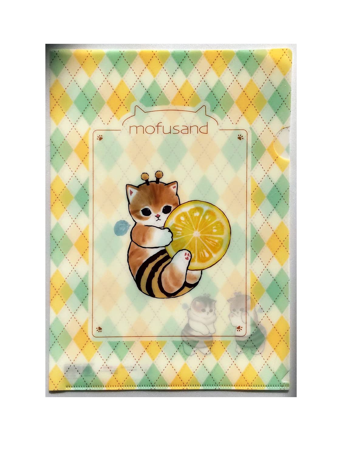 Amazon | mofusand モフサンド A4 クリアファイル ハチにゃん レモン シャンブル限定 チェック柄 クリームイエロー ぢゅの ファングッズ | クリアホルダー | 文房具 ...