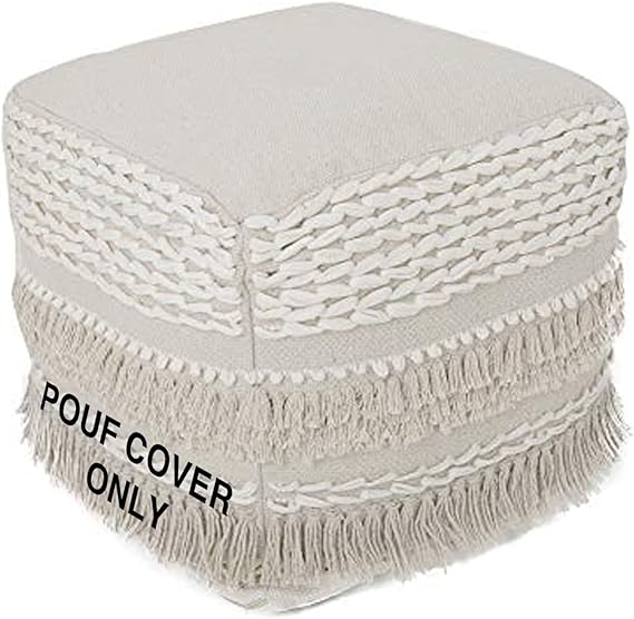 Amazon.com: REDEARTH · UNSTUFFED Pouf Ottoman Cover Boho Textured ...