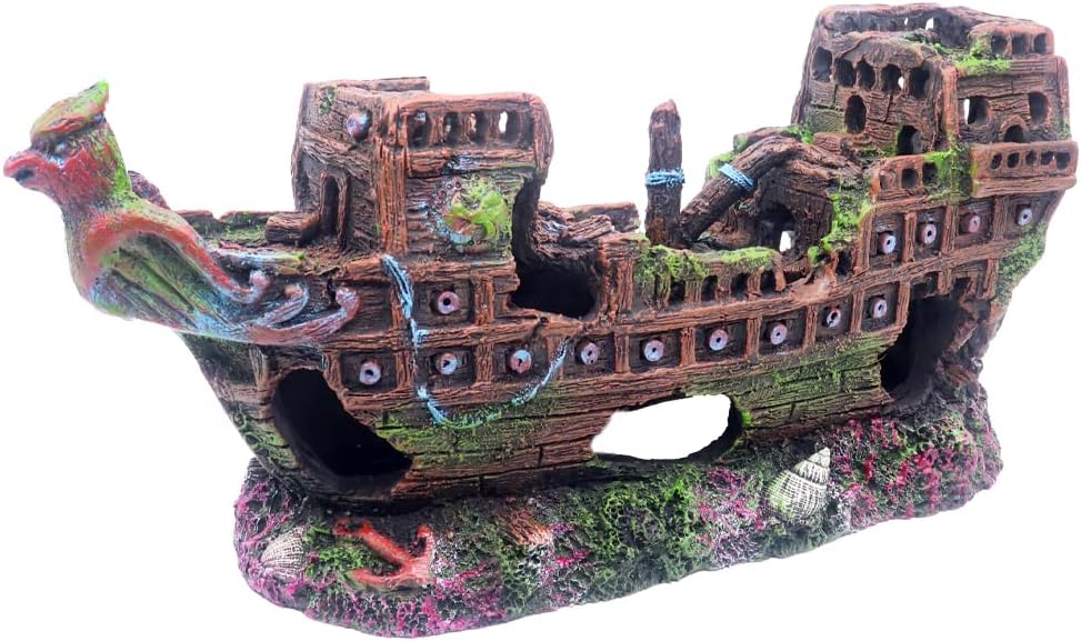 Amazon.com: Ulifery Aquarium Shipwreck Sunken Pirate Ship, Fish Tank ...