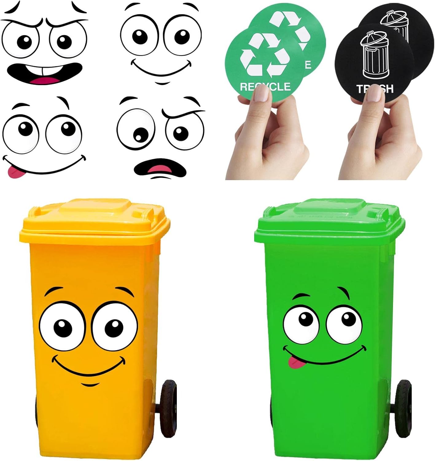 Amazon.com: 8 Sheets Bin Stickers Adhesive Cartoon Expressions Dustbin ...