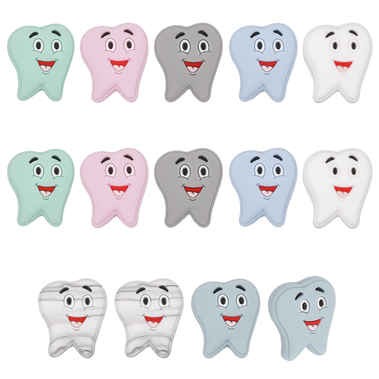 Amazon.com: CHGCRAFT 14Pcs 7Colors Tooth Shape Silicone Beads Tooth ...