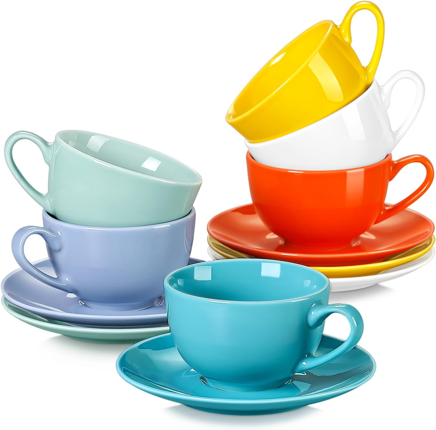 Nicola Spring Patterned Porcelain Cappuccino Cups and Saucers - 6 ...