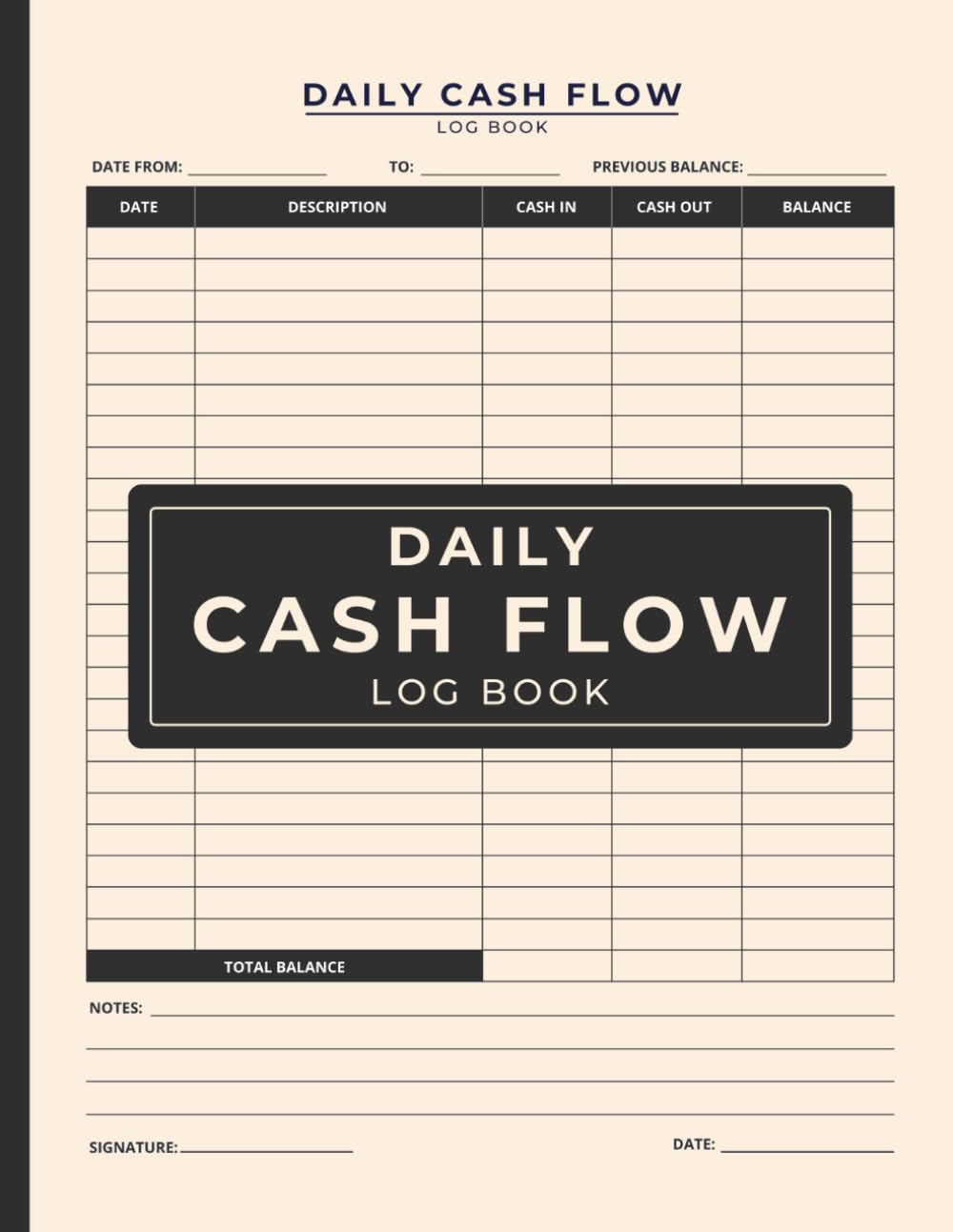 Daily Cash Flow Log Book: Petty Cash Money Management for Small ...