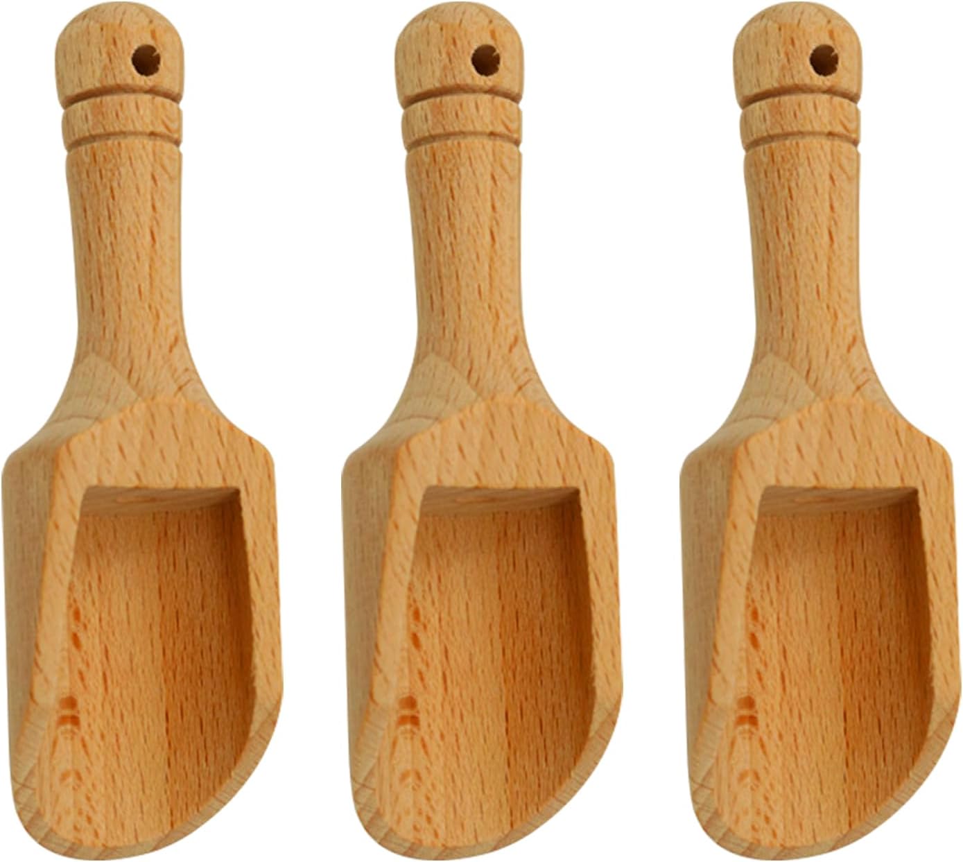 Set of 3 Mini Wooden Salt Spoons - Natural Scoops for Bath Salts, Candy ...