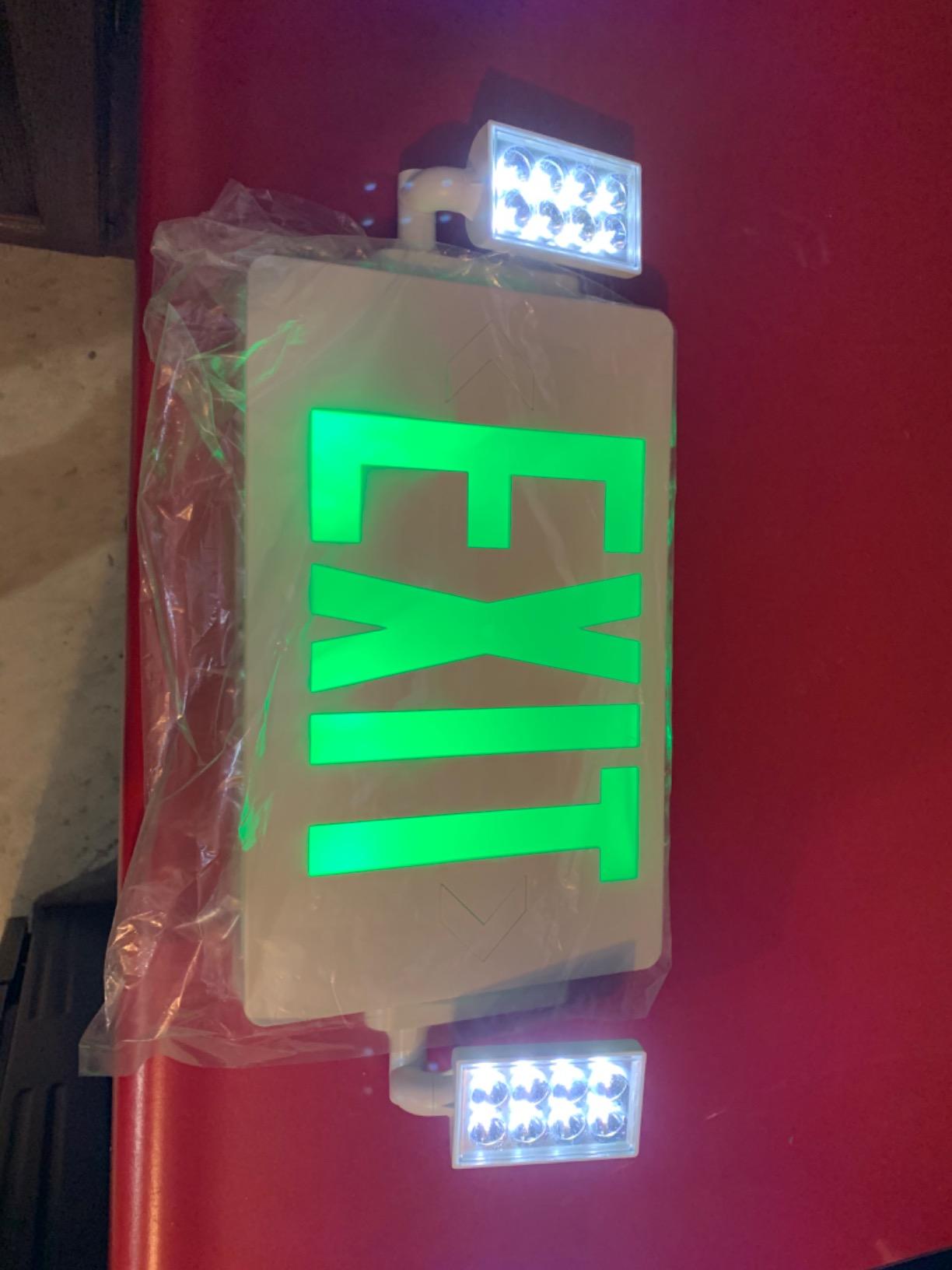 Green Exit Sign with Emergency Lights, 120-277V Emergency Exit Lights ...