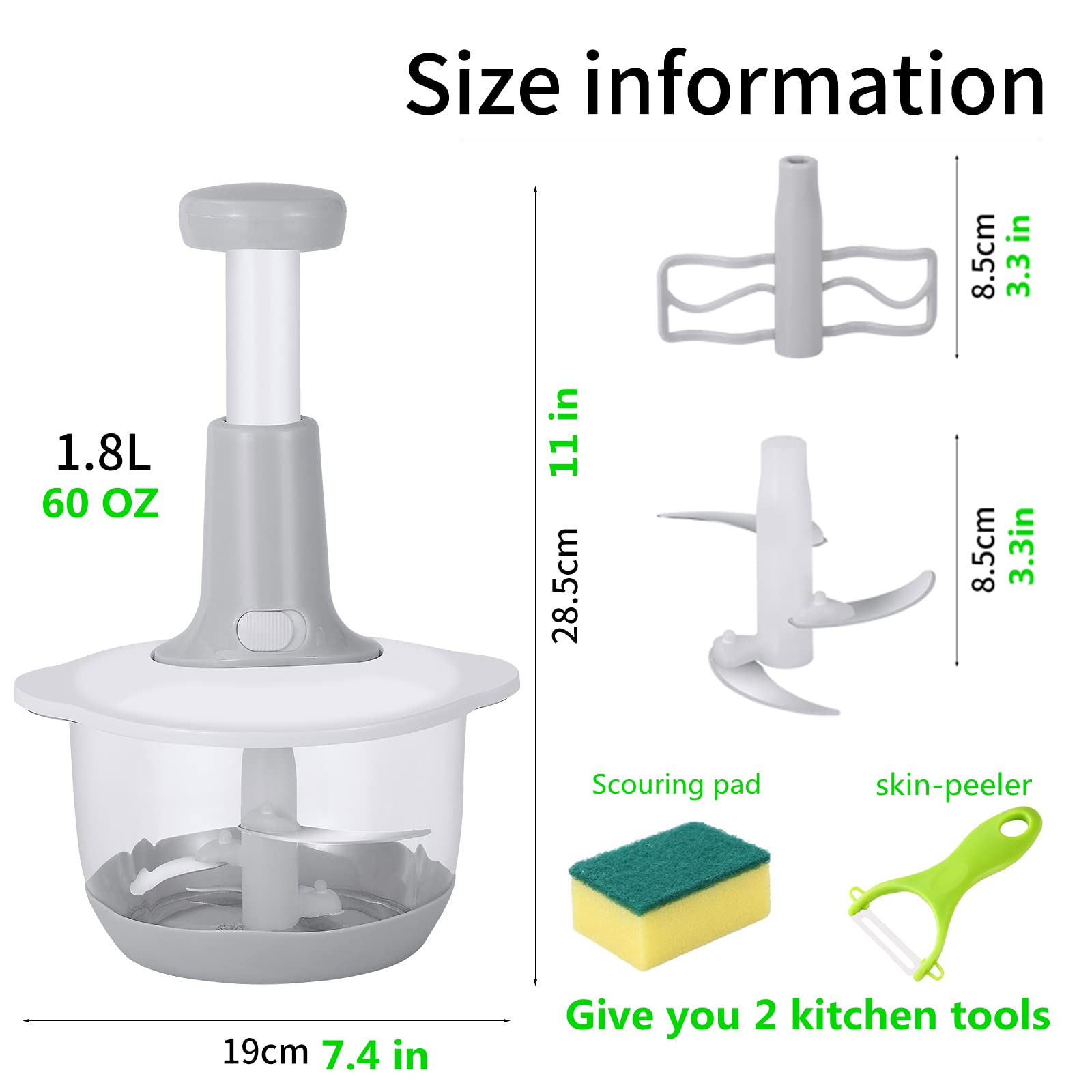 koelop Food Chopper with 1.8L Powerful Manual Food Chopper Handheld ...
