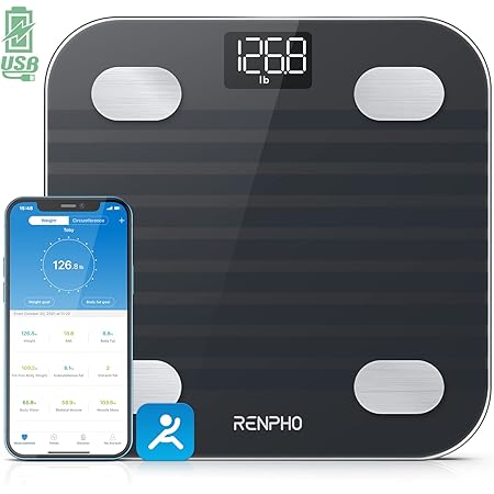 Amazon.com: RENPHO Rechargeable Smart Scale Digital Weight and Body Fat USB Weight BMI Scale ...