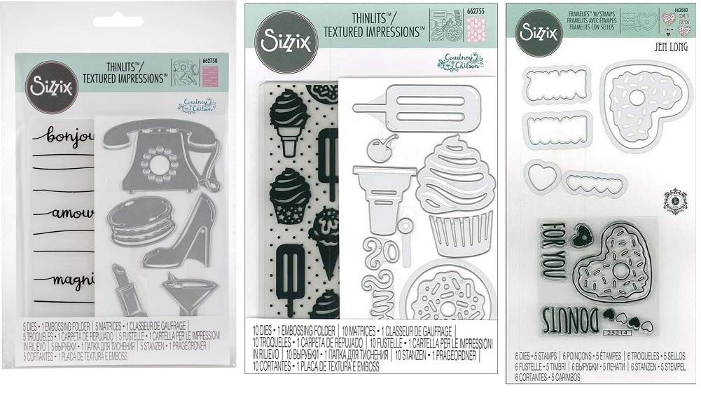 Amazon.com: Sizzix Sweet Treats Dyes Bundle: Thinlits Textured Impressions & Framelit