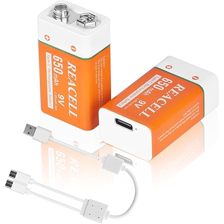 Amazon.com: REACELL USB C Charging 9V Rechargeable Batteries, 650mAh 9 ...